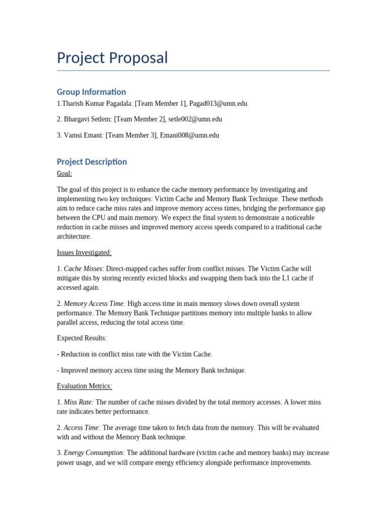 Cache Memory Project Proposal | PDF | Cpu Cache | Computer Engineering