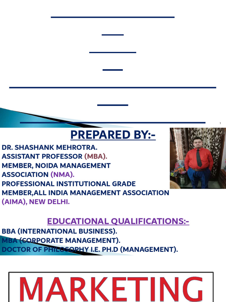 Marketing Management (Unit-1) (Mba, 1ST Year Students) . | PDF