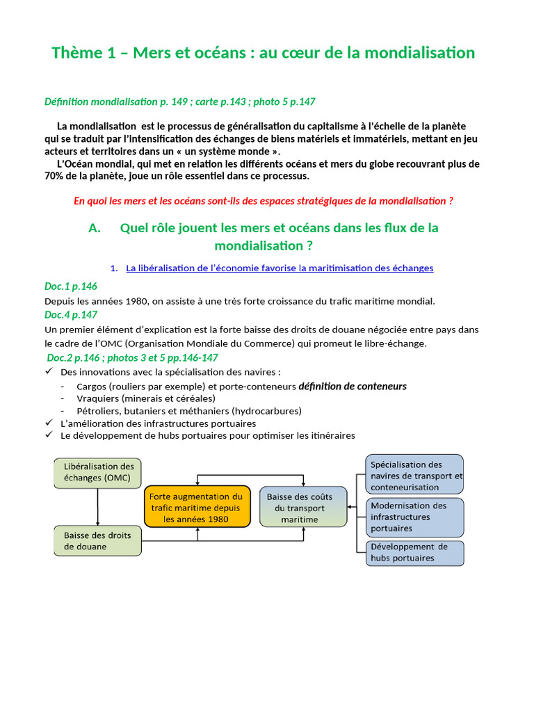 Chapitre Mers Oceans Coeur Mondialisation Eleves | PDF