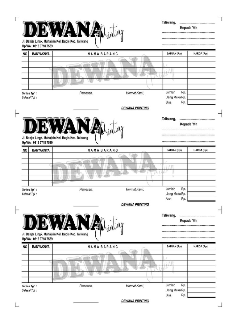 Nota Dewana Printing | PDF