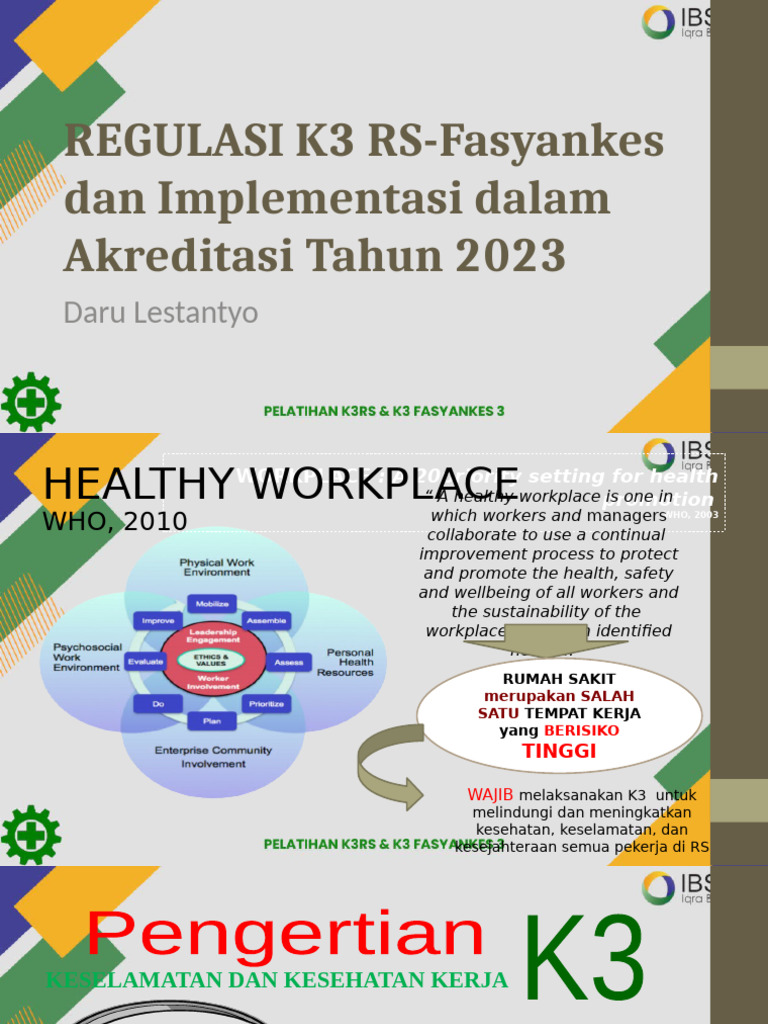 Materi Kebijakan K3 RS Fasyankes 2023 | PDF