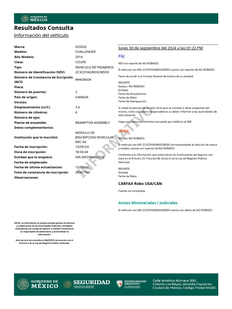 Ejemplo Repuve | PDF