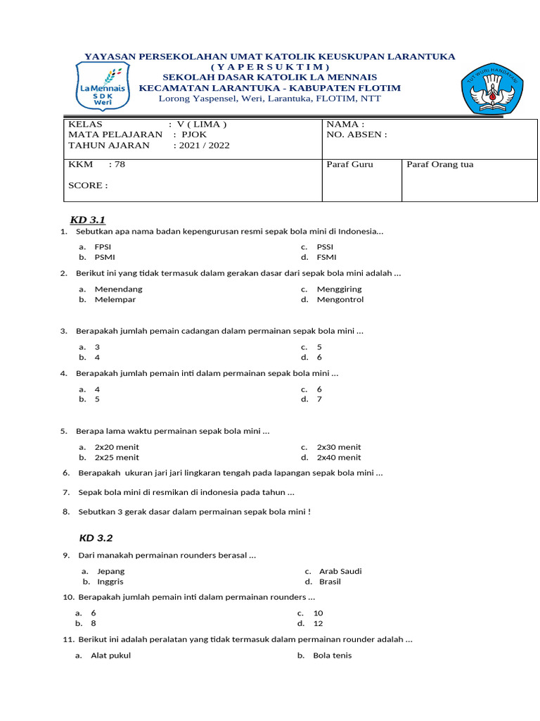 Soal Kls 5 | PDF