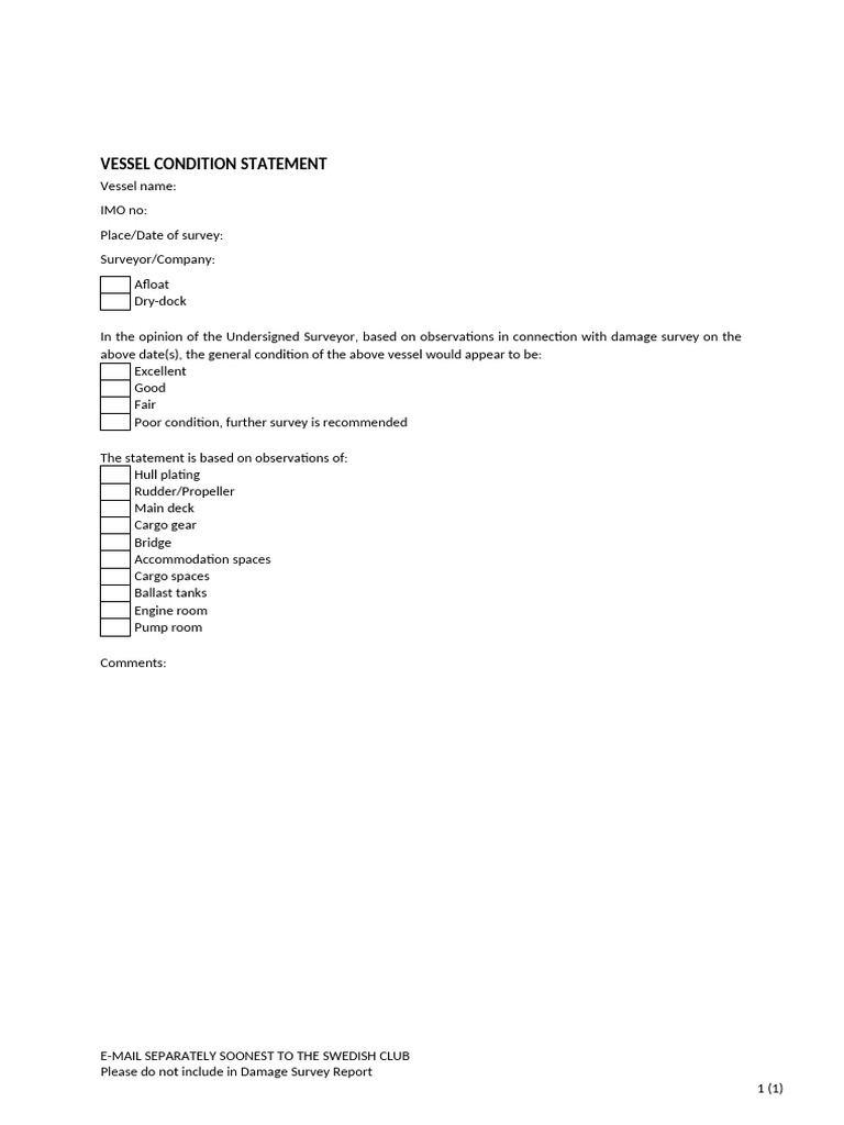 Vessel Condition Statement | PDF
