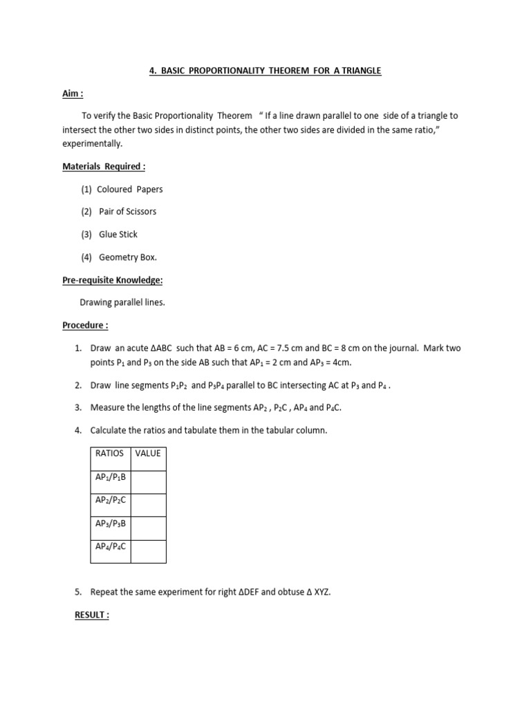 2) Basic Proportionality Theorem For A Triangle | PDF