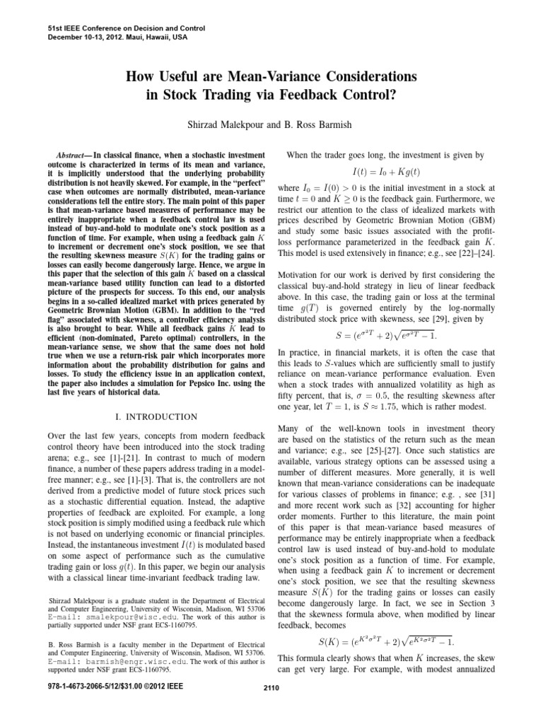 How Useful Are Mean-Variance Considerations in Stock Trading Via ...
