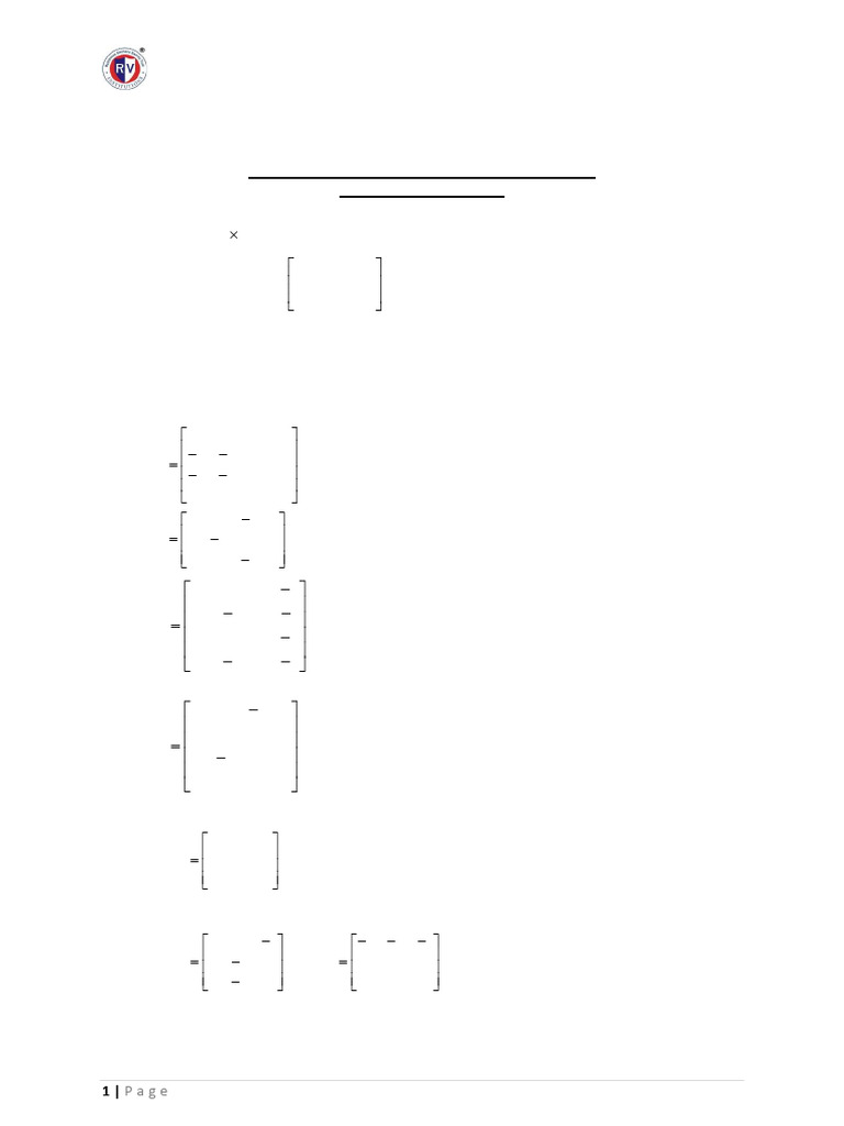 Unit-1 Elementary Linear Algebra - Tutorial Sheets | PDF