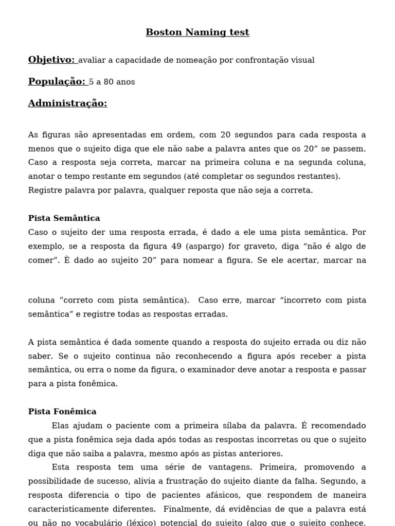 Boston Naming Test | PDF