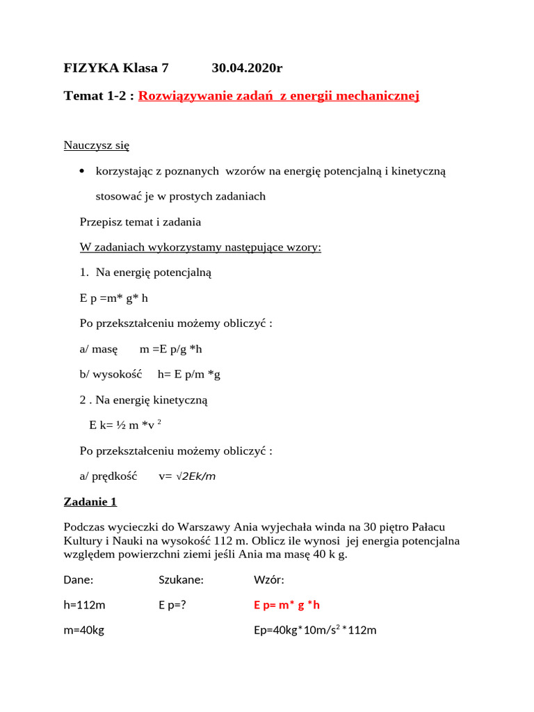 Fizyka Klasa 7 3004 | PDF
