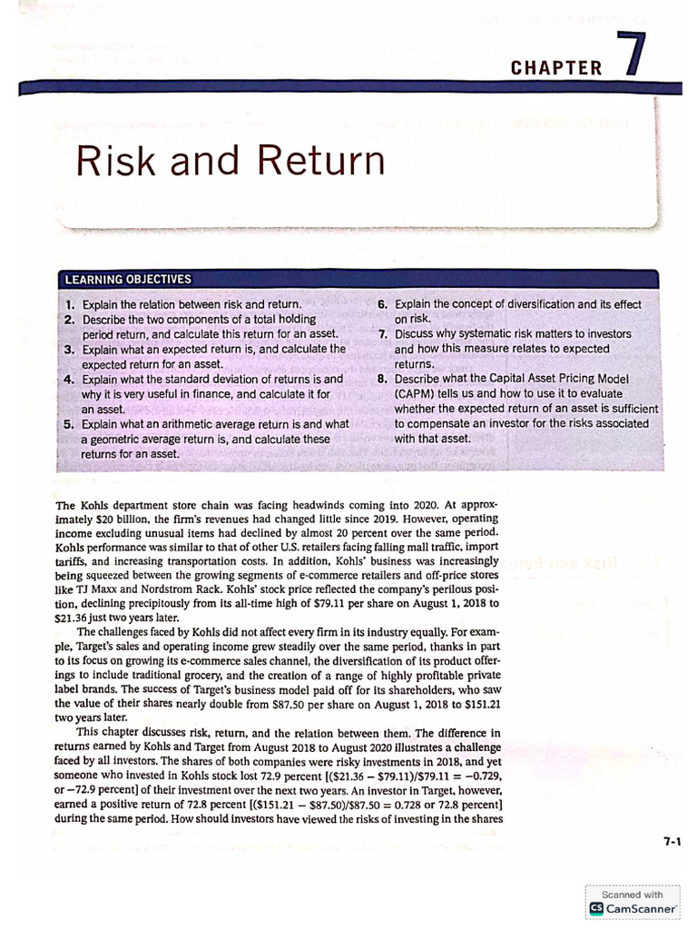 Risk and Return - Discussion | PDF