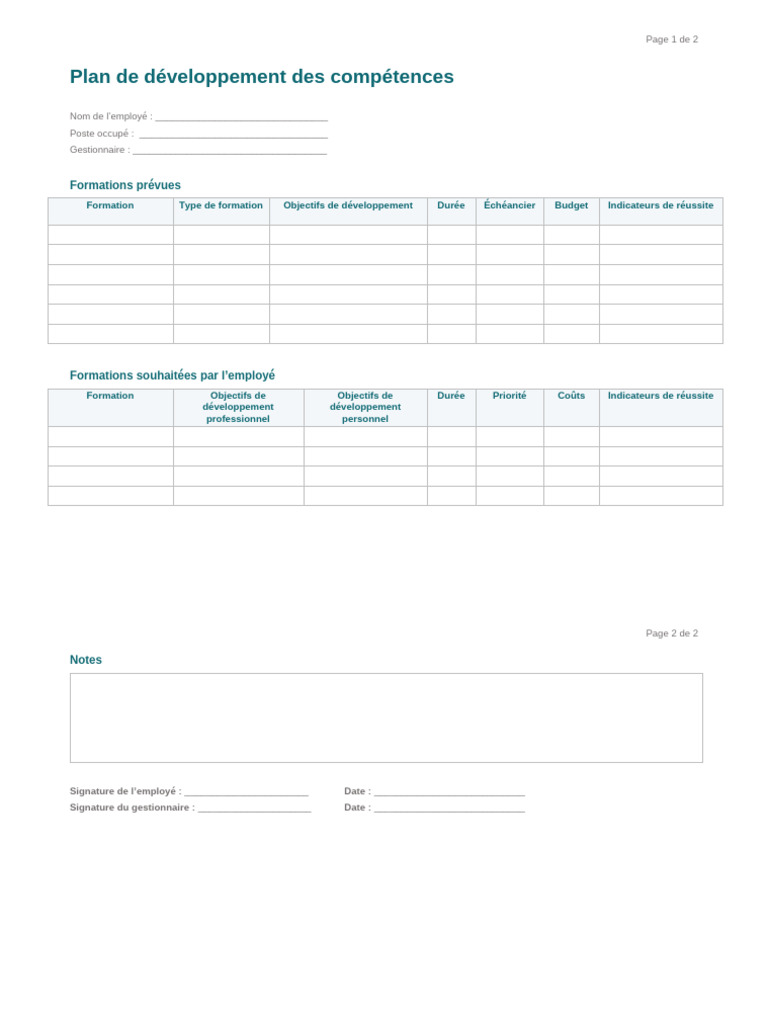RH Agendrix Modele Word Plan Developpement Competences | PDF