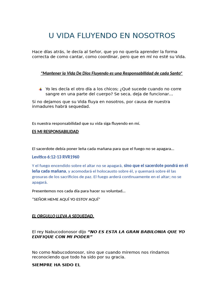 Su Vida Fluyendo en Nosotros | PDF