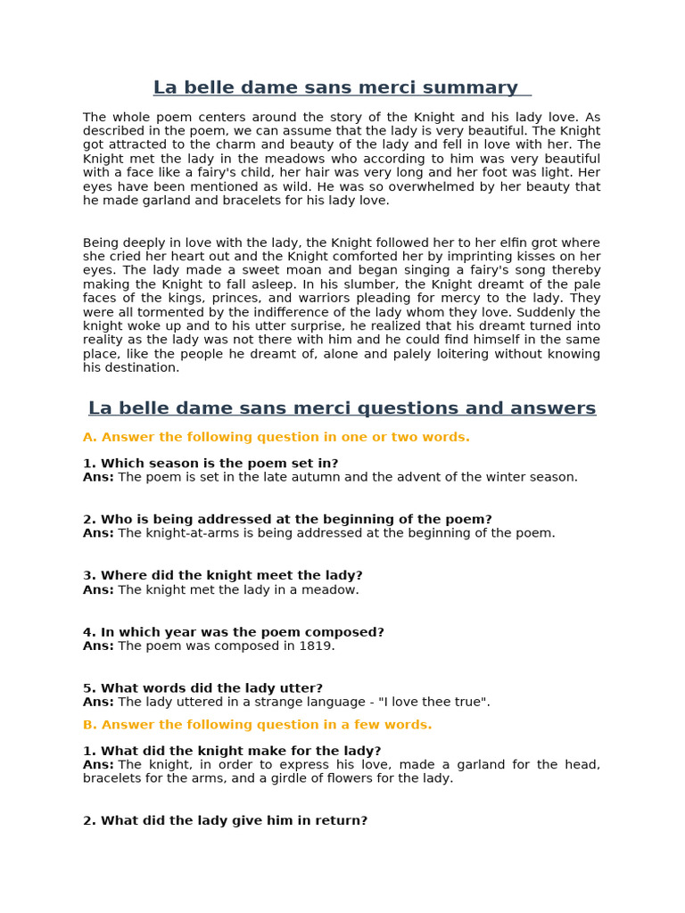La belle dame sans merci | PDF
