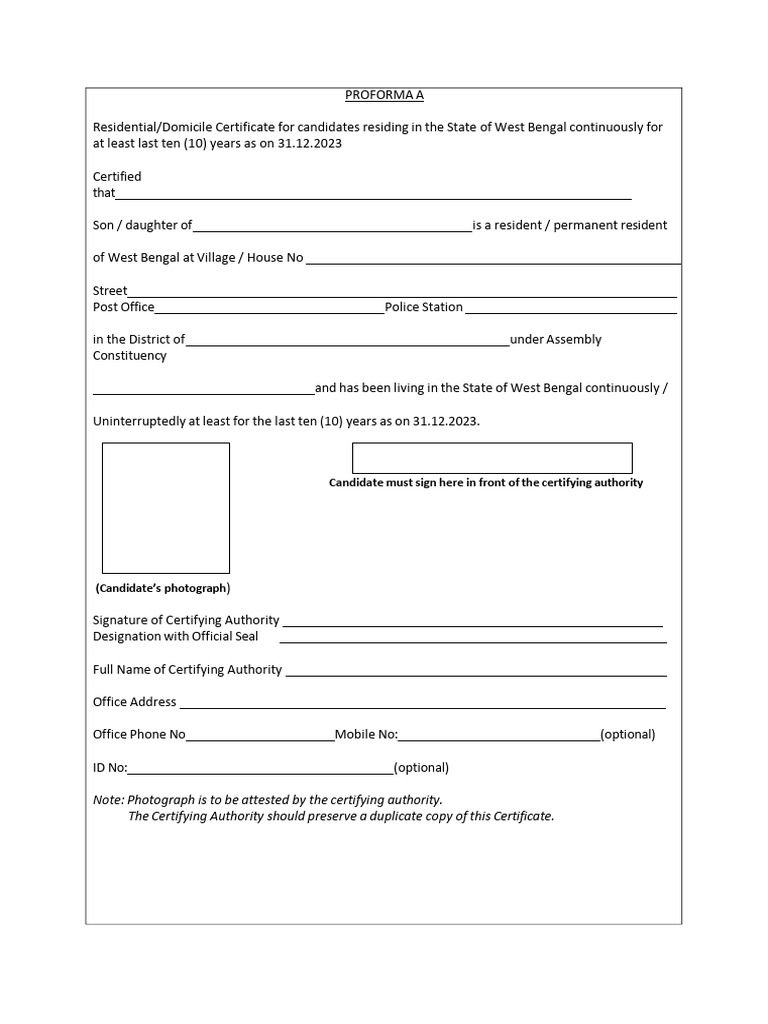 Domicile Certificate | PDF
