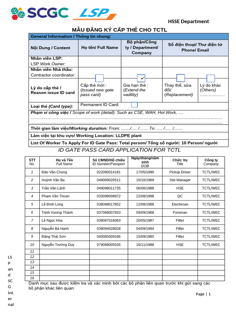 Appendix 1 - LSP ID Card Application Form - Rev 00 - LSP Form | PDF ...