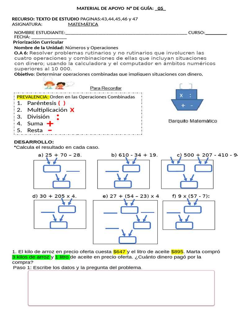 Guia Matematica 5to | PDF