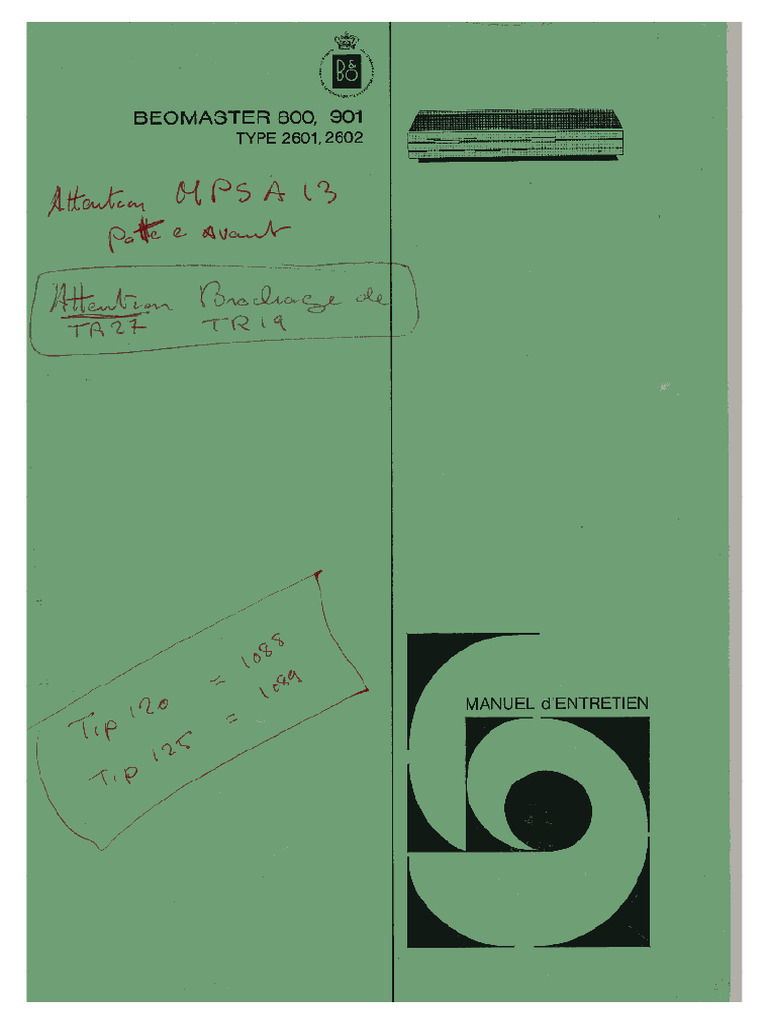 Bang Olufsen Beomaster 800 901 SCH | PDF