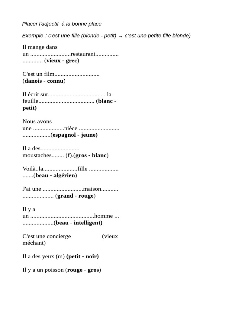 Accord Adjectif | PDF