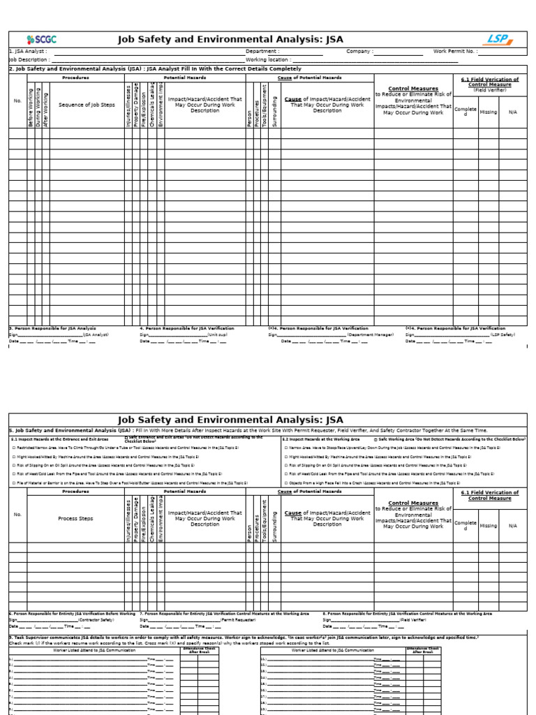 HS-F-2000-009- JSA Form | PDF