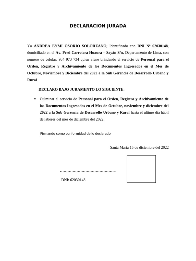 Declaracion Jurada Ii | PDF