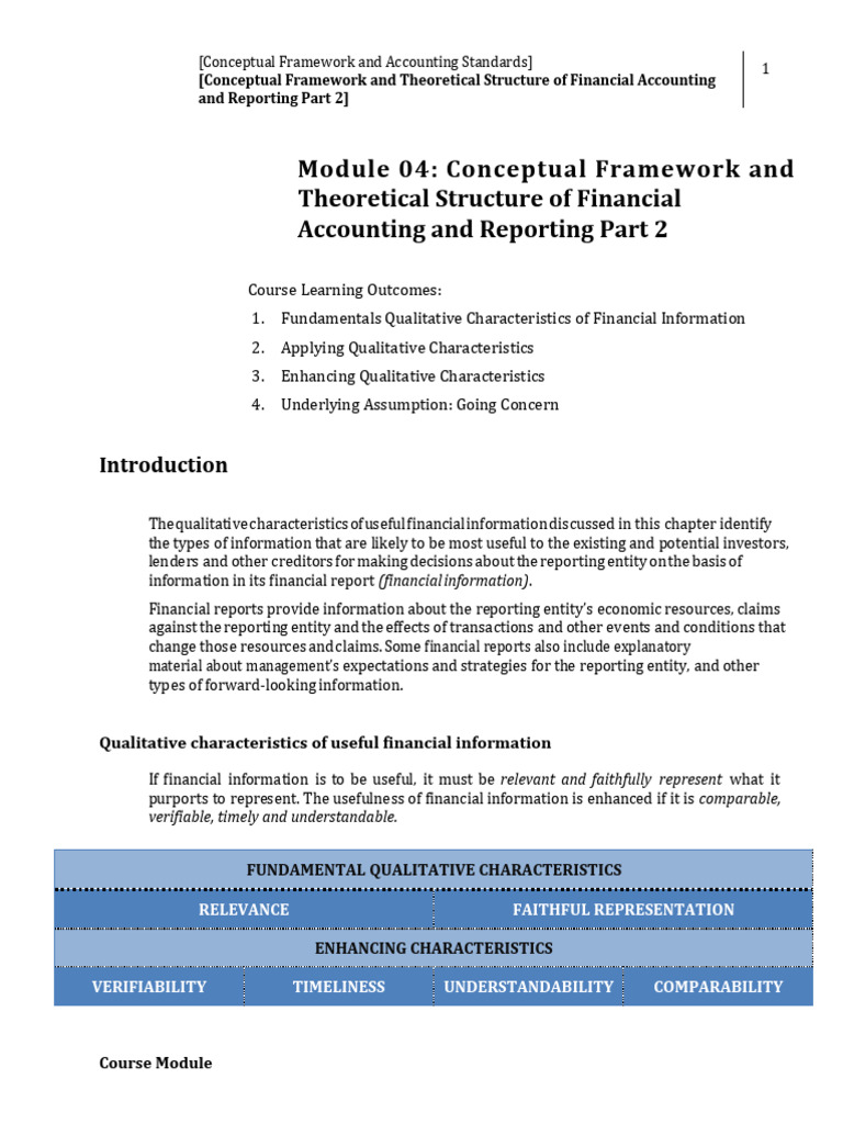 W2 Module 4 Conceptual Framework Andtheoretical Structure of Financial Accounting and Reporting ...
