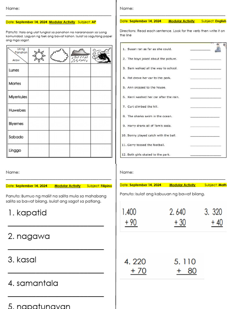 Modular Activity Saturday | PDF
