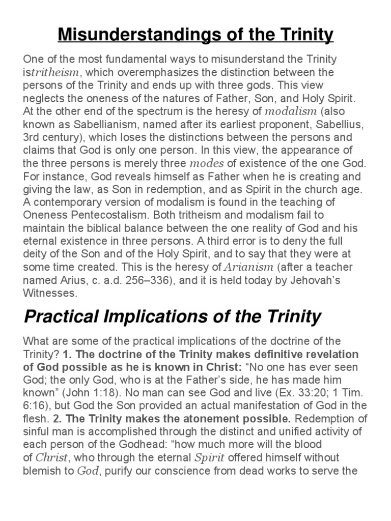 Understanding and Misunderstanding the Trinity: Errors to Avoid and ...