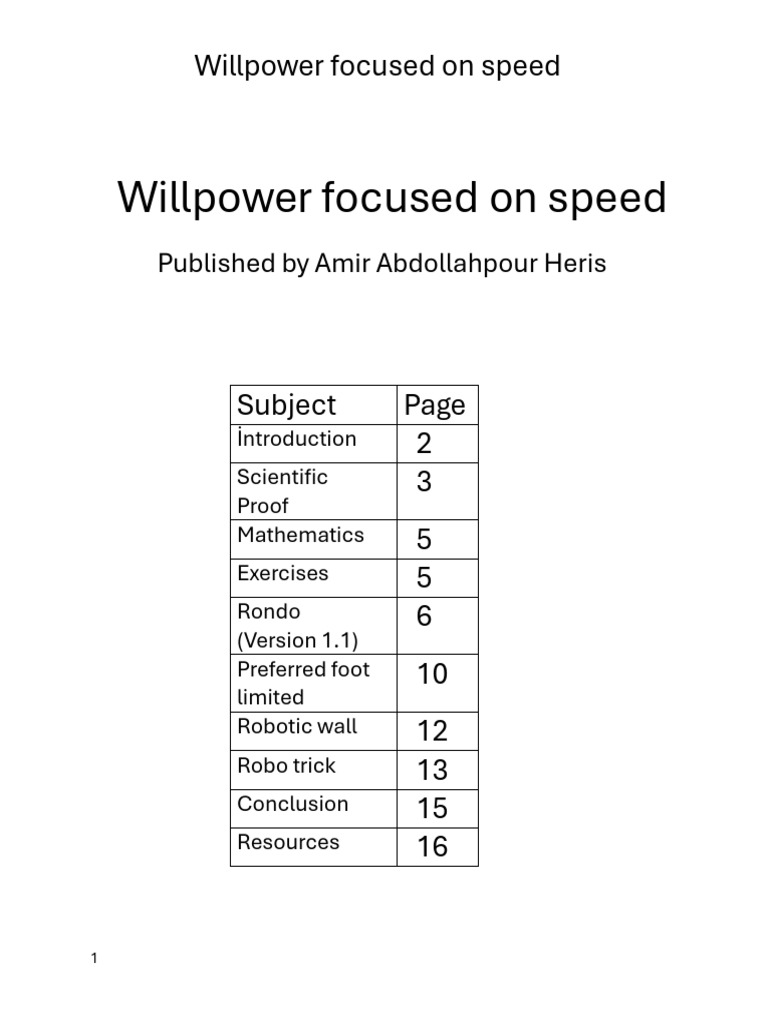 Willpower Focused On Speed (Article 2024) | PDF