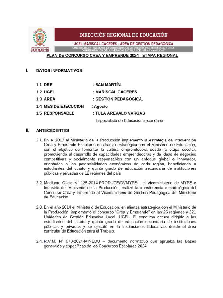 Plan C.E Etapa DRE 2024 | PDF