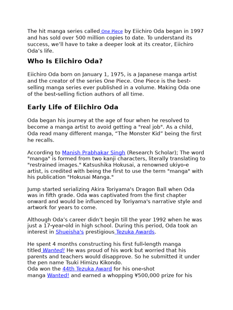 The Life of Eiichiro Oda | PDF