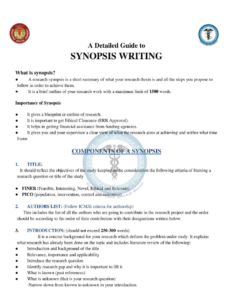 Synopsis Guidelines Final | PDF
