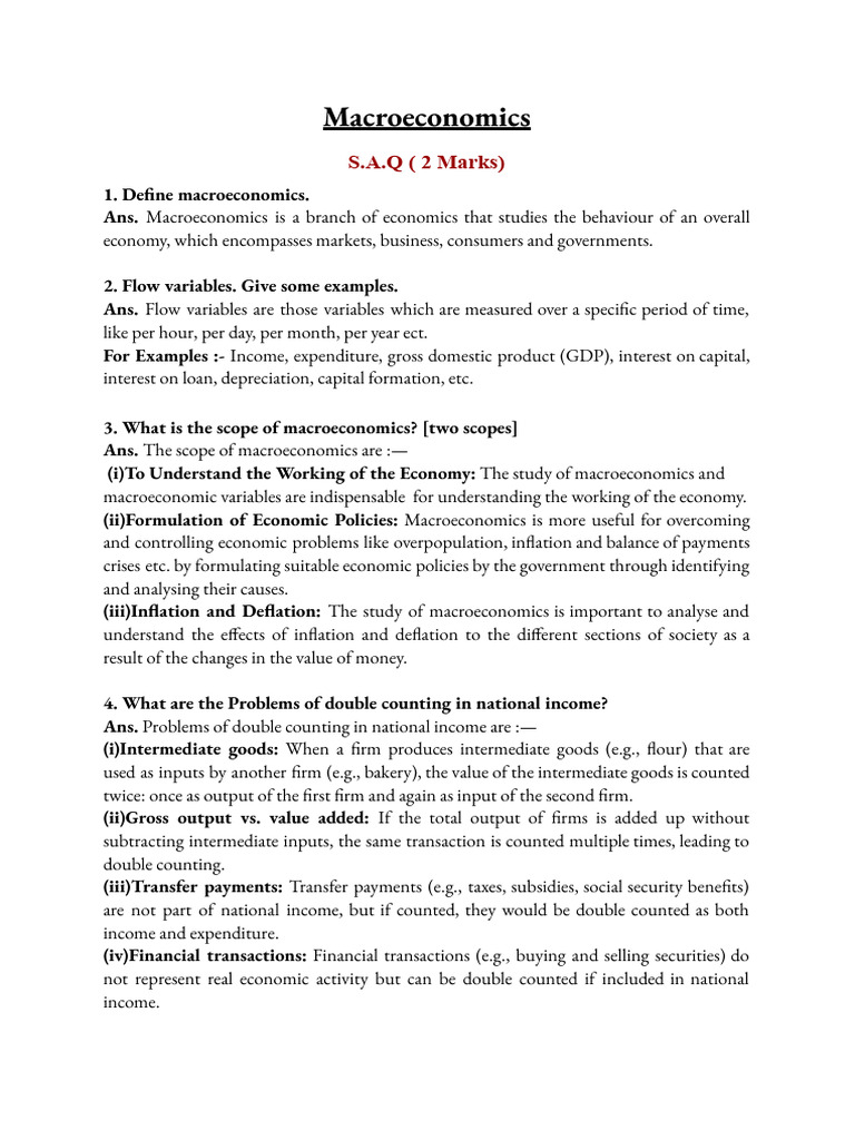 Macroeconomics (SAQ) | PDF