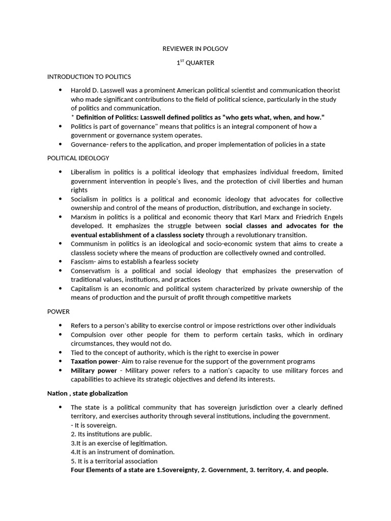 REVIEWER-POLGOV | PDF