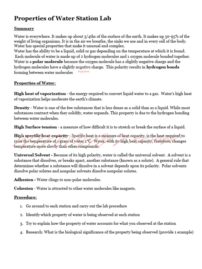 Demo Lab - Properties of Water (2023) | PDF