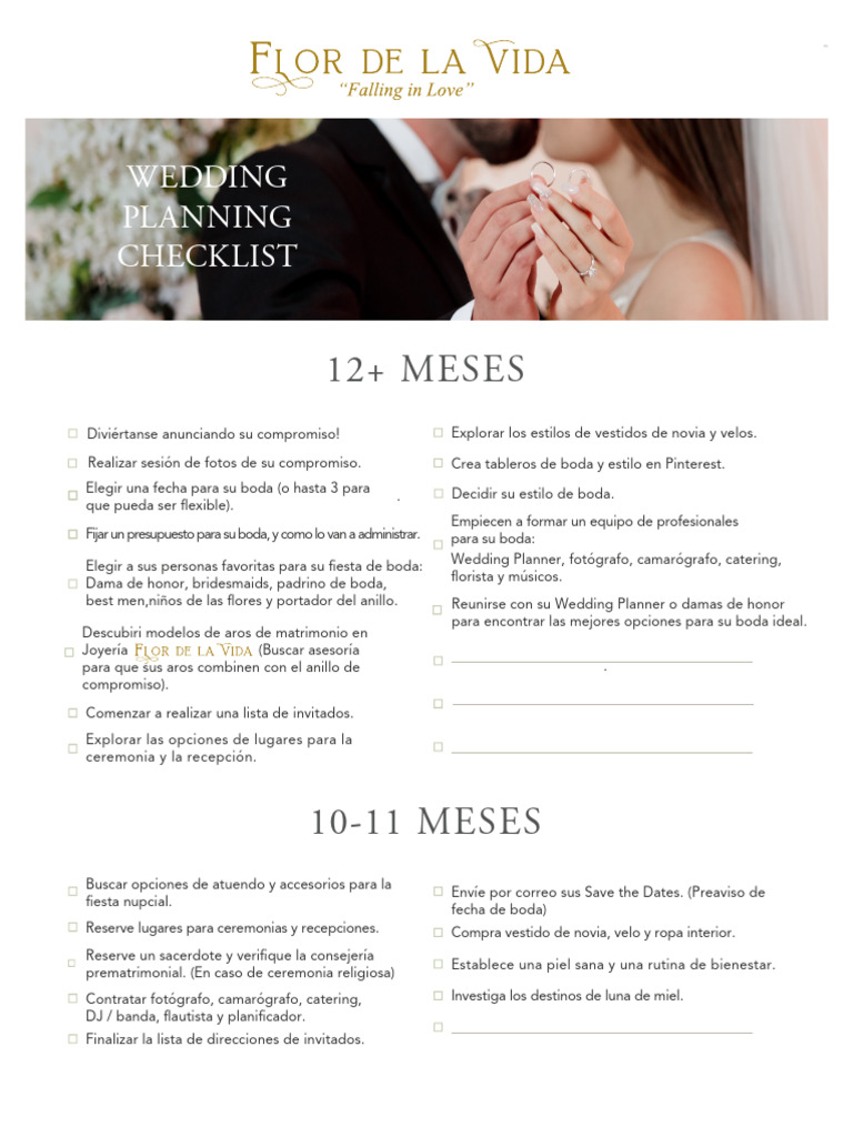 Checklist Boda Flor de La Vida | PDF