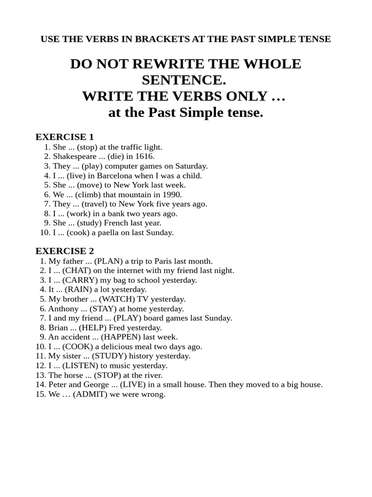 4a. PAST SIMPLE REGULAR Practice SENTENCES | PDF | Art