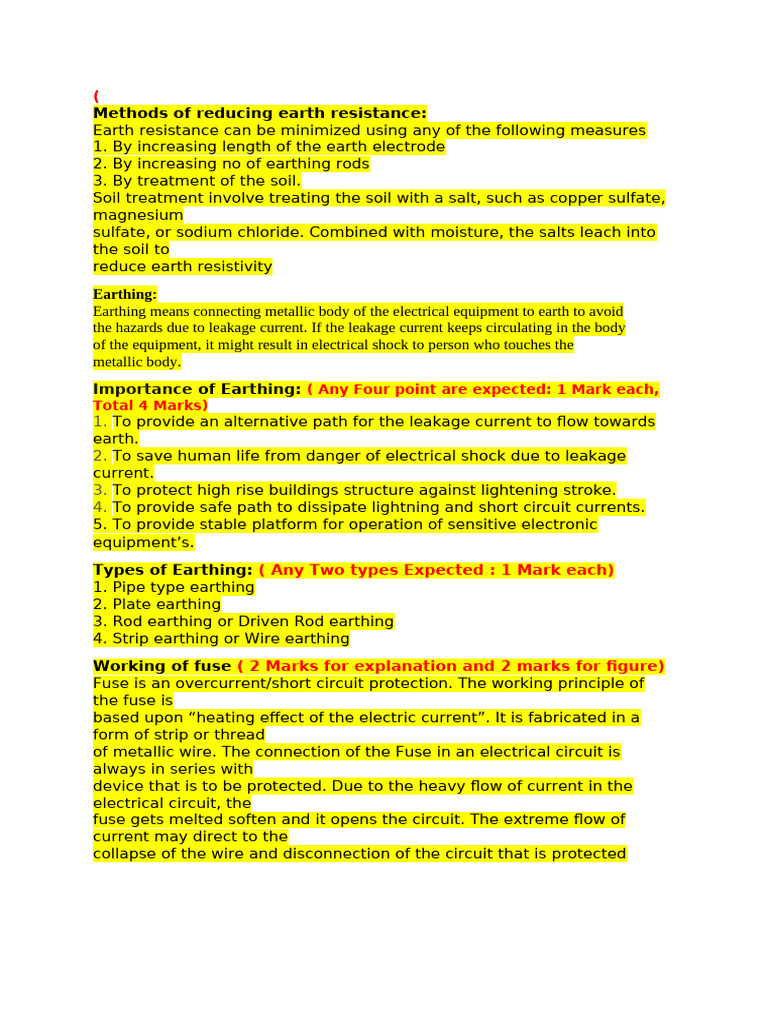 Reducing Earth Resistance Methods | PDF | Fuse (Electrical) | Power Supply