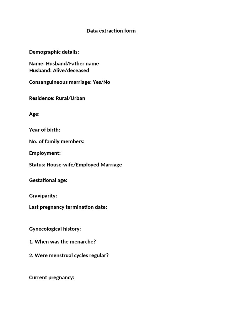 Data Extraction Form | PDF