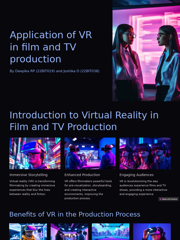 Application of VR in Film and TV Production | PDF | Virtual Reality ...