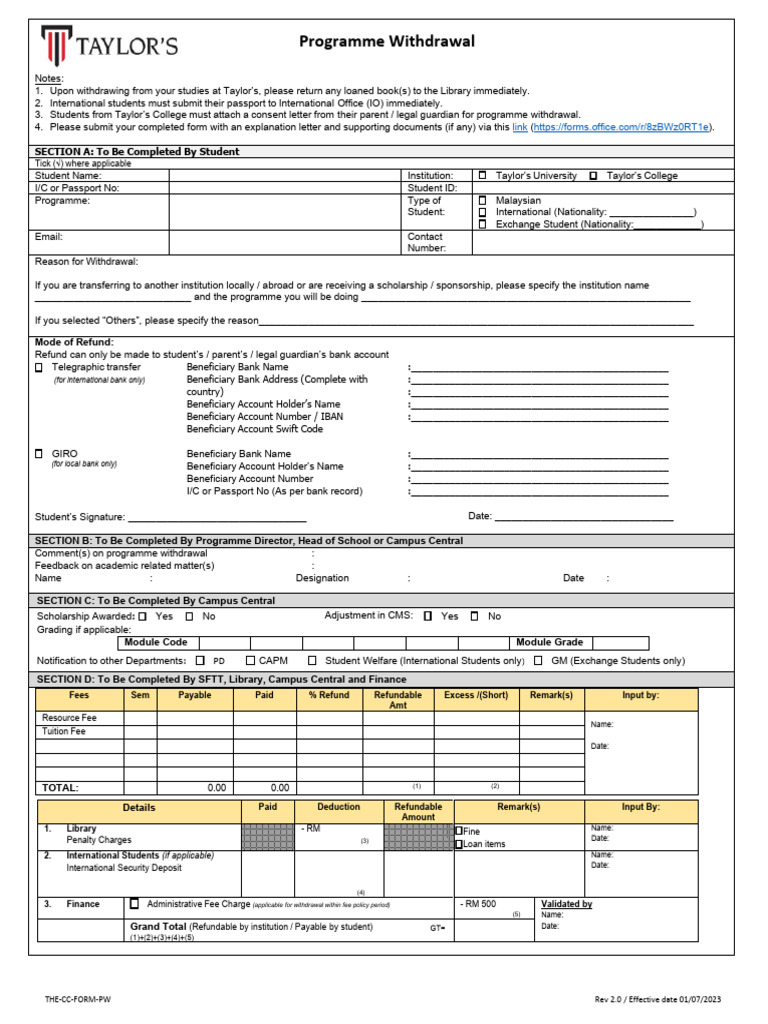 Programme Withdrawal | PDF