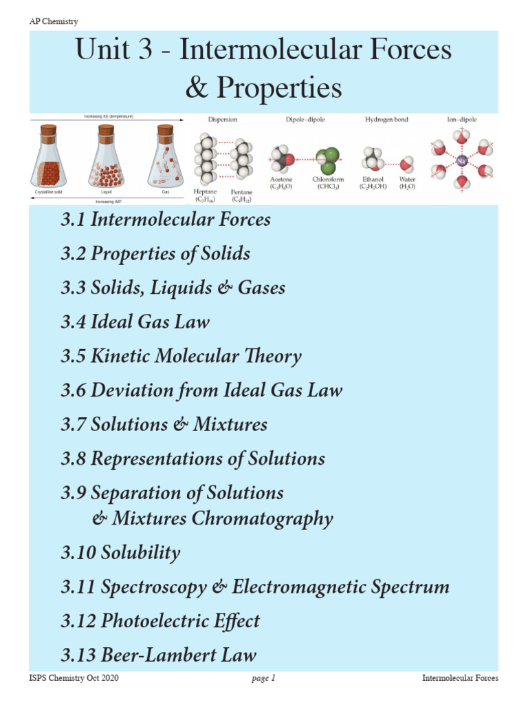 Unit 3 Intermolecular Forces & Properties | PDF