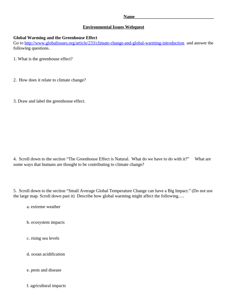 Environment Issues Webquest | PDF