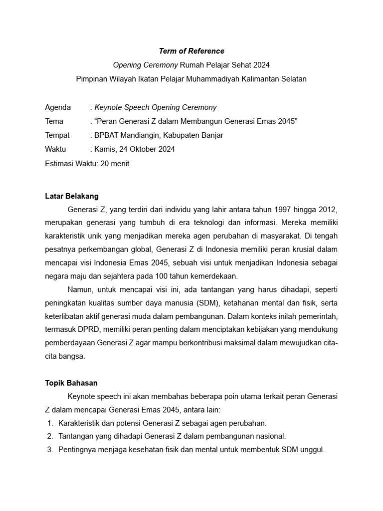 ToR Opening Ceremony | PDF