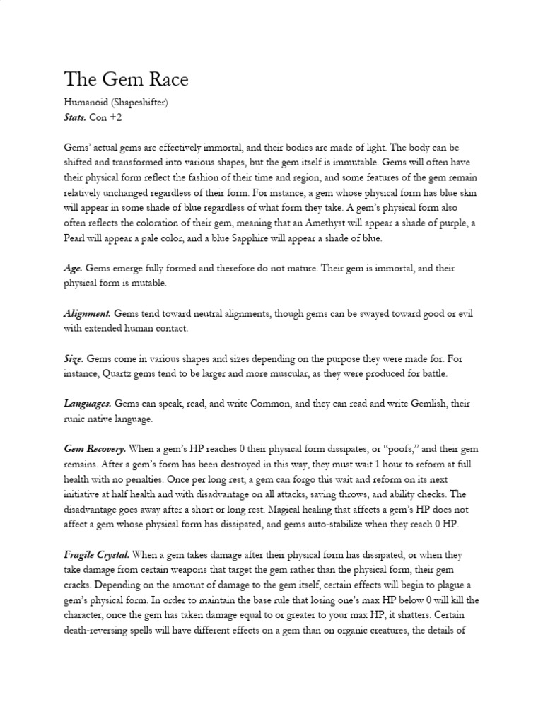 Gem Race 5e | PDF