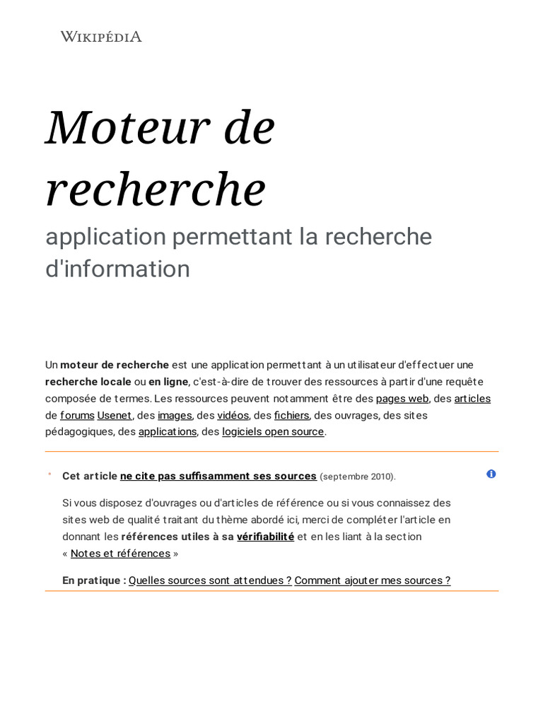 Moteur de Recherche - Wikipédia | PDF