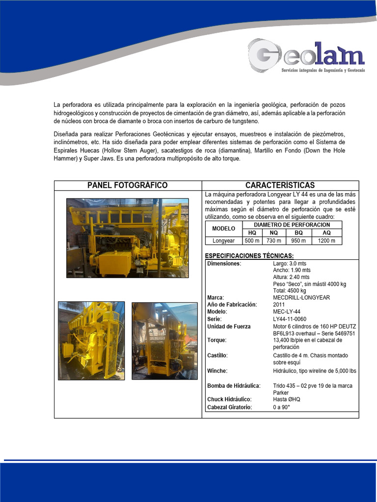 Ficha Tecnica - Perforadora 1 | PDF