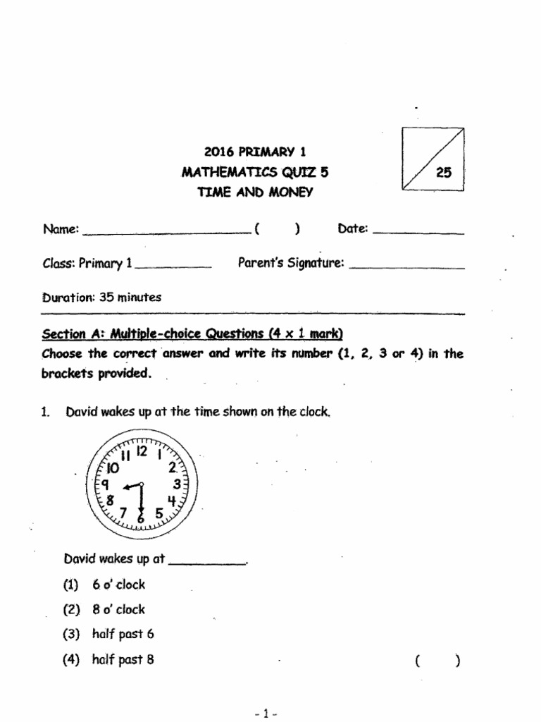 P1 Maths 2016 Henry Park Moderate+ Exam Papers | PDF