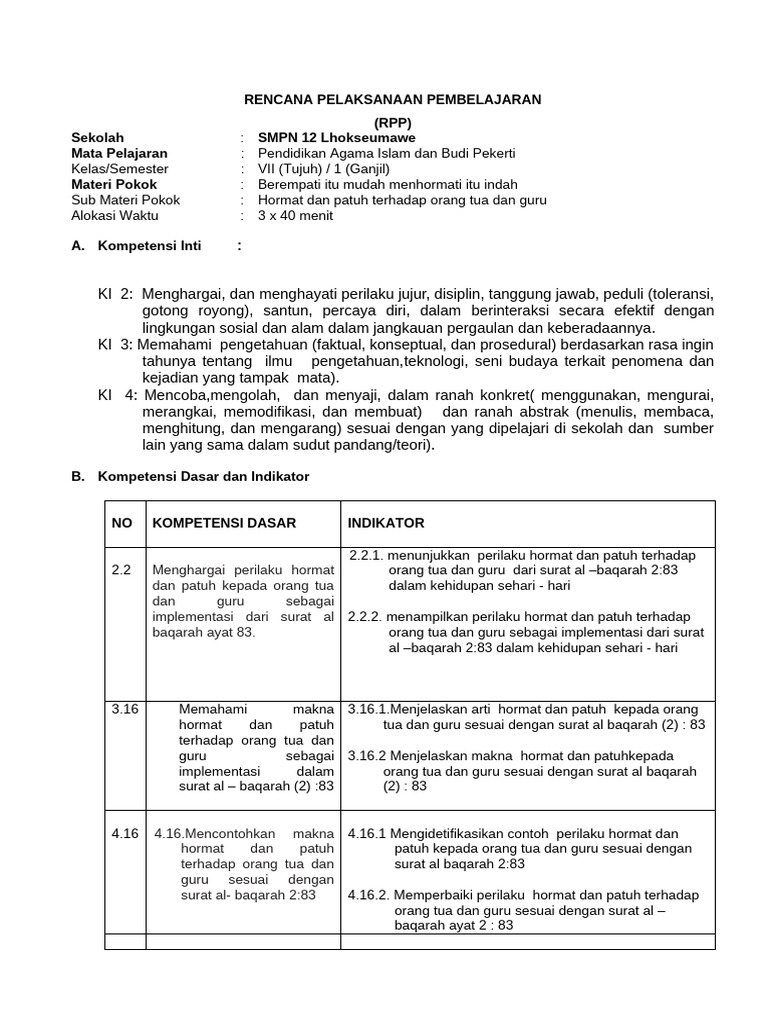 Contoh RPP SMP | PDF