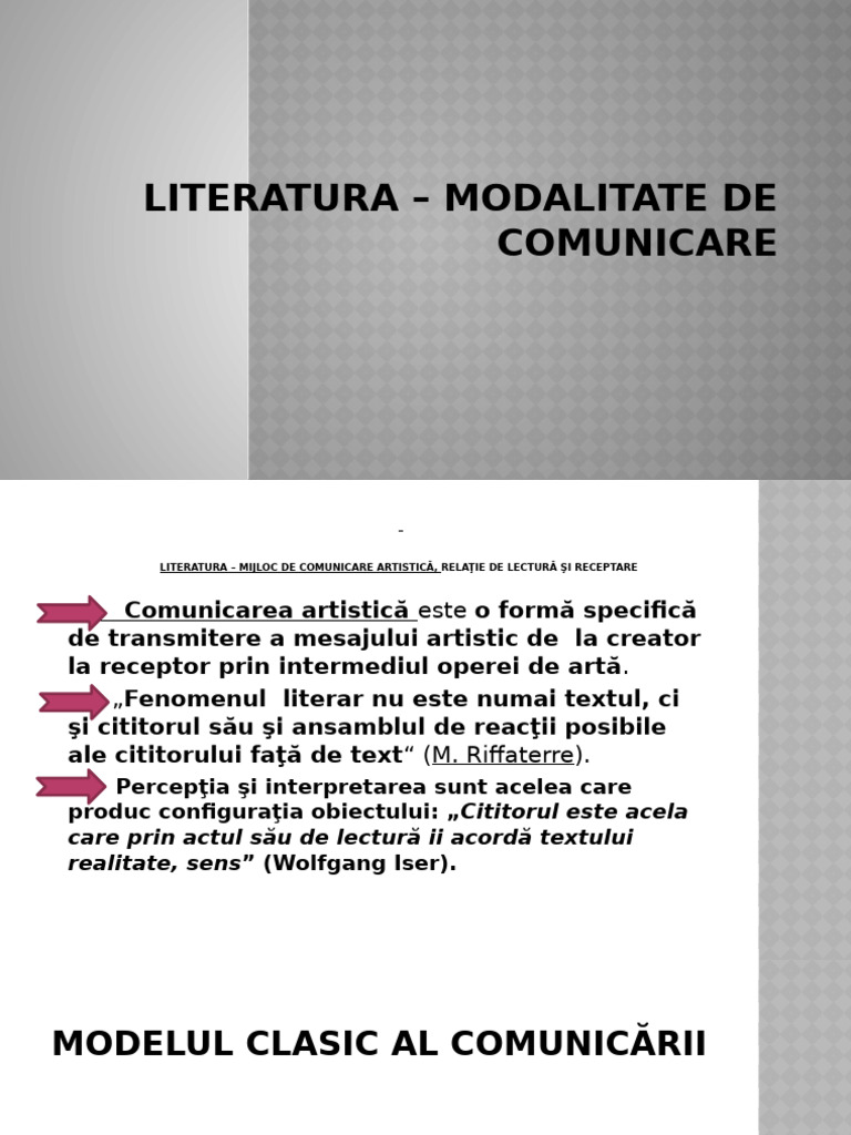 Literatura - modalitate de comunicare | PDF