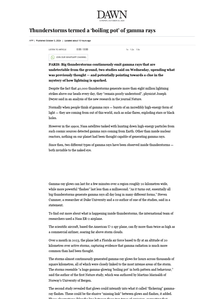 Thunderstorms Termed A Boiling Pot' of Gamma Rays - World | PDF